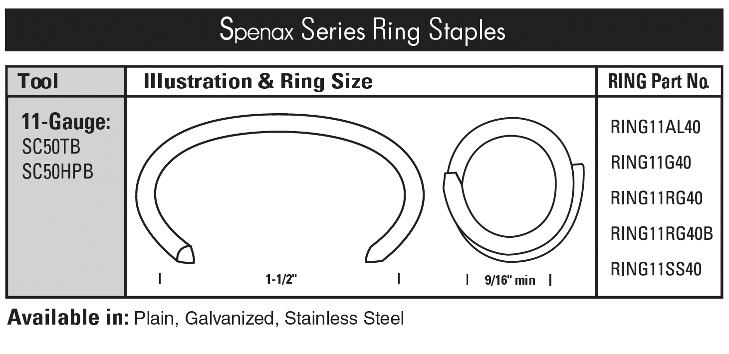 Bostitch Industrial SC50TB 11ga Pneumatic C-Ring Tool, 1-1/2" to 9/16" Ring
